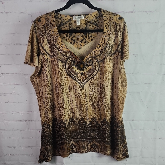 dressbarn | Tops | Dressbarn 2x Womens Brown Patterned Top | Poshmark